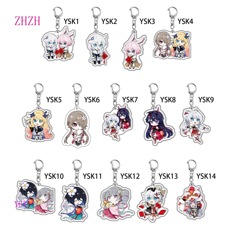 ZHZH Anime Keychain Honkai Impact 3 Kiana Kaslana Elysia Acrylic ...
