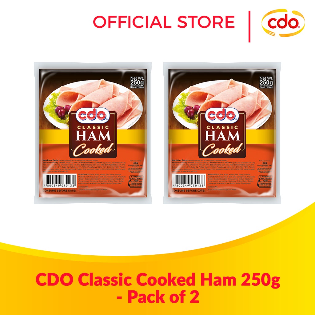 CDO Classic Cooked Ham 250g - Pack of 2 | Shopee Philippines