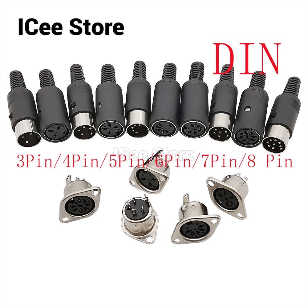 5Pcs DIN Audio Connector DIN Plug Socket Connector Male Female 3/4/5/6 ...