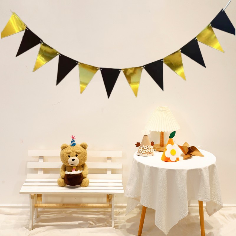 Star Triangle Flags Happy Birthday Banner Wall Background Design ...