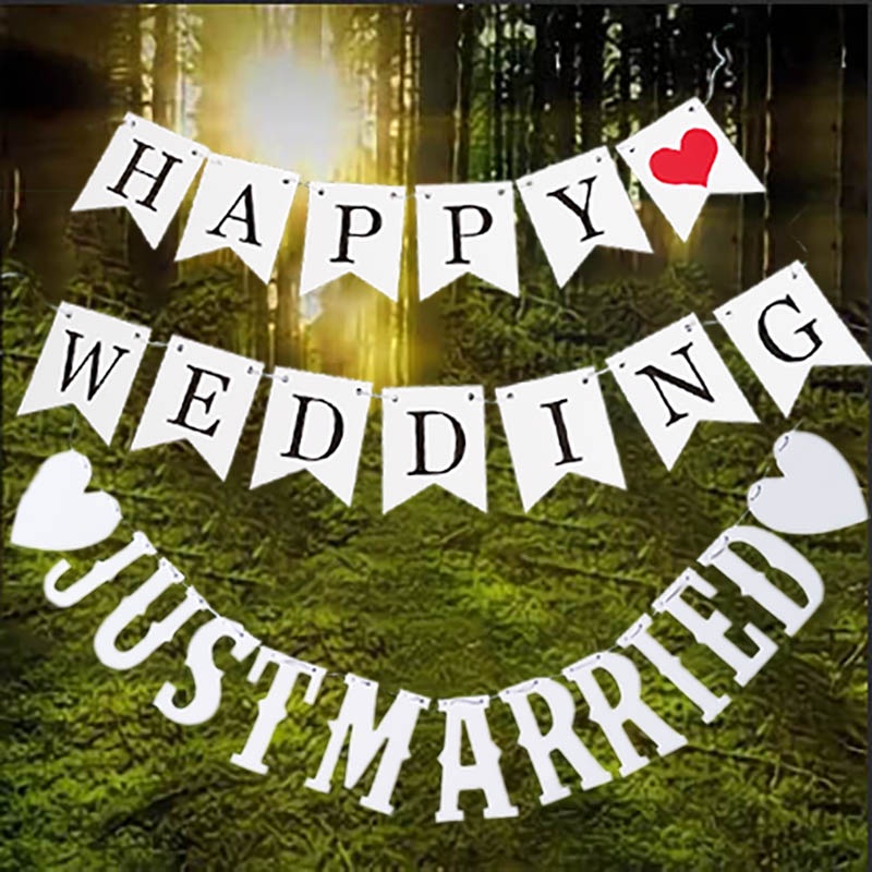1set Vintage Wedding Just Married Decoration Banner Bride Groom Get ...