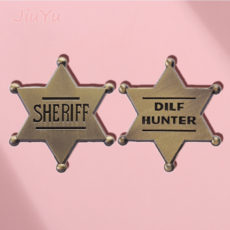 Creative SHERIFF Enamel Pins DILF Hunter Star Badge Retro Brooches ...