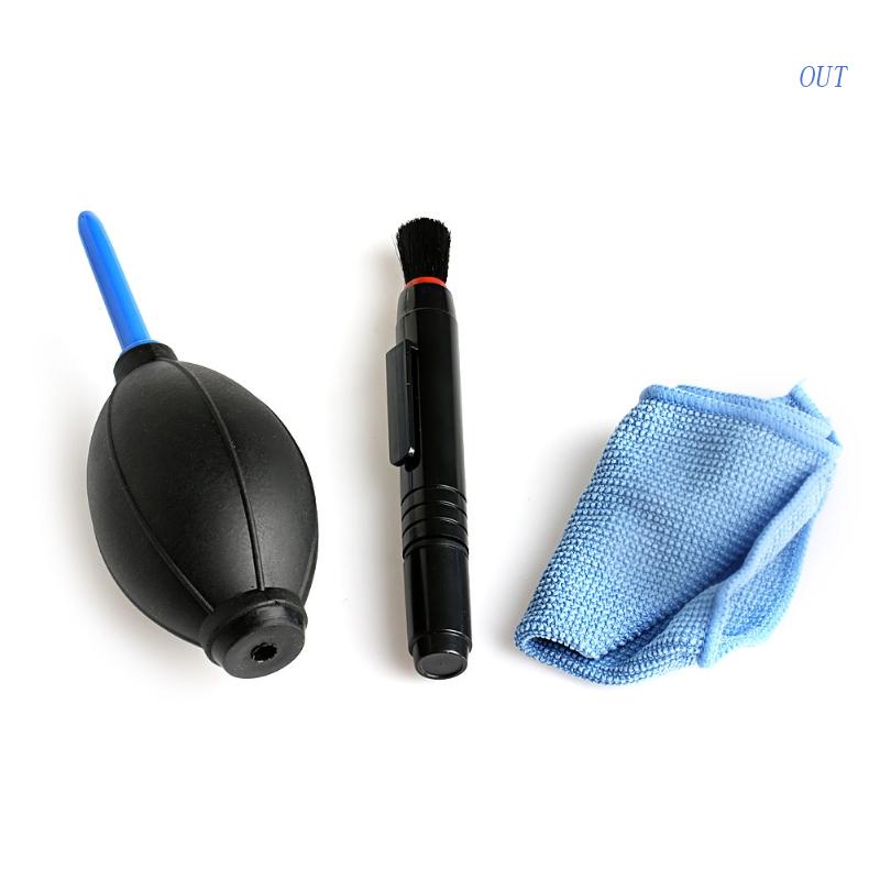 OUT 3 in 1 Lens Cleaning Cleaner Set DSLR VCR Camera Dust Pen Blower ...