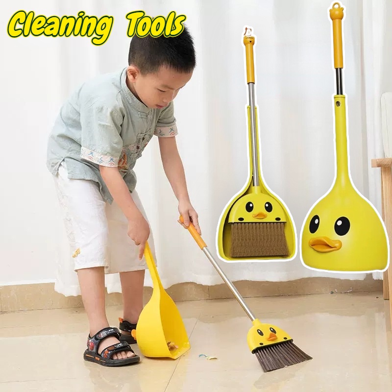 Kids Mini Broom Dustpan Cleaning Toy Set Pretend Play Detachable Broom ...