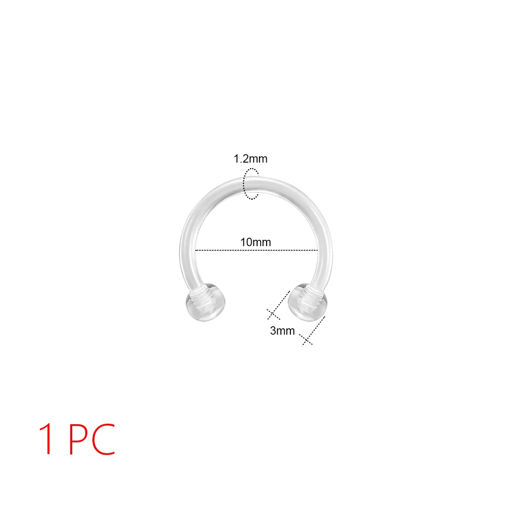 1-5Pcs Clear Acrylic Nose Septum Piercing Invisible Lip Stud Navel Ring ...