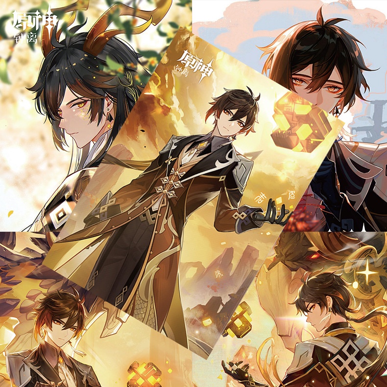 8pcs/set Project Genshin Impact Zhongli Zhongli Poster 42.29CM | Shopee ...