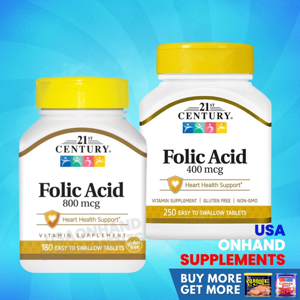 USA Onhand | 21st Century, Folic Acid, 400 mcg Heart Health Support ...