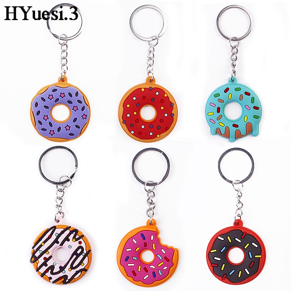 Cute 3D Simulation Donut Keychain Girls Sweet Cake Dessert Pendant With ...