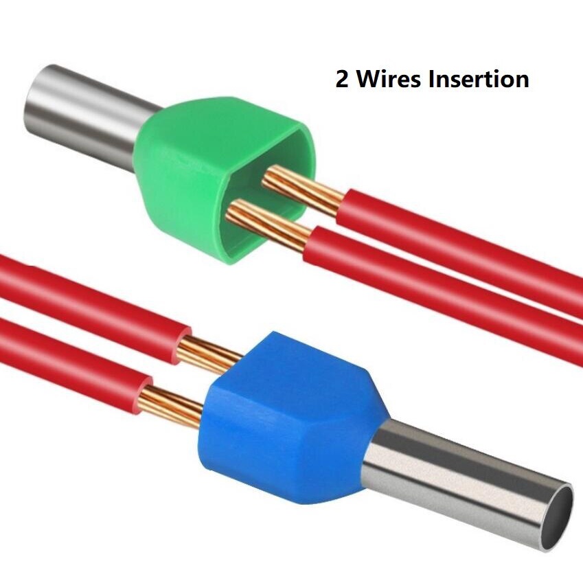 100PCS Dual Wires TE Series Insulated Ferrules Cable Lug Crimp ...