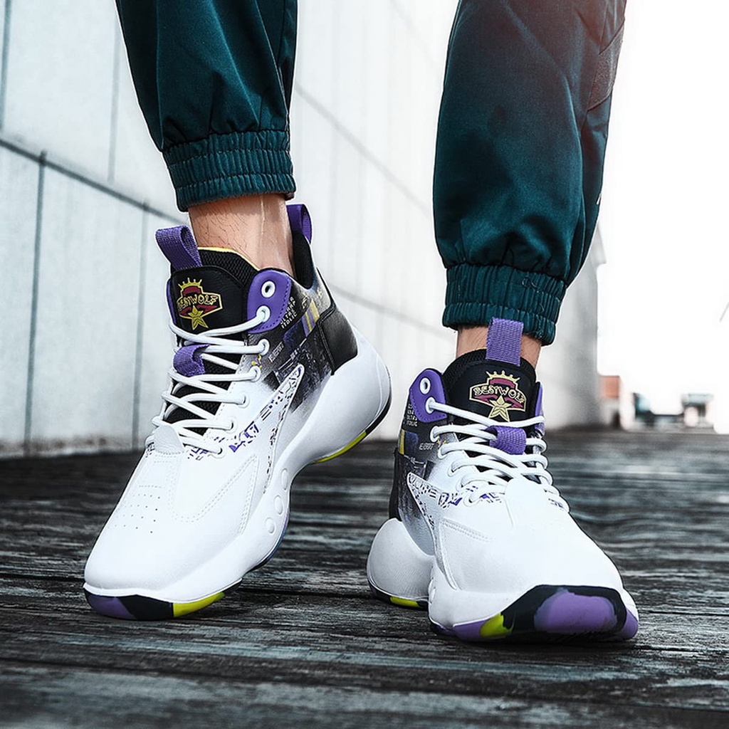 JEIKY.Men's Teenager Basketball Shoes Sneakers Purple and Gold Dynasty ...