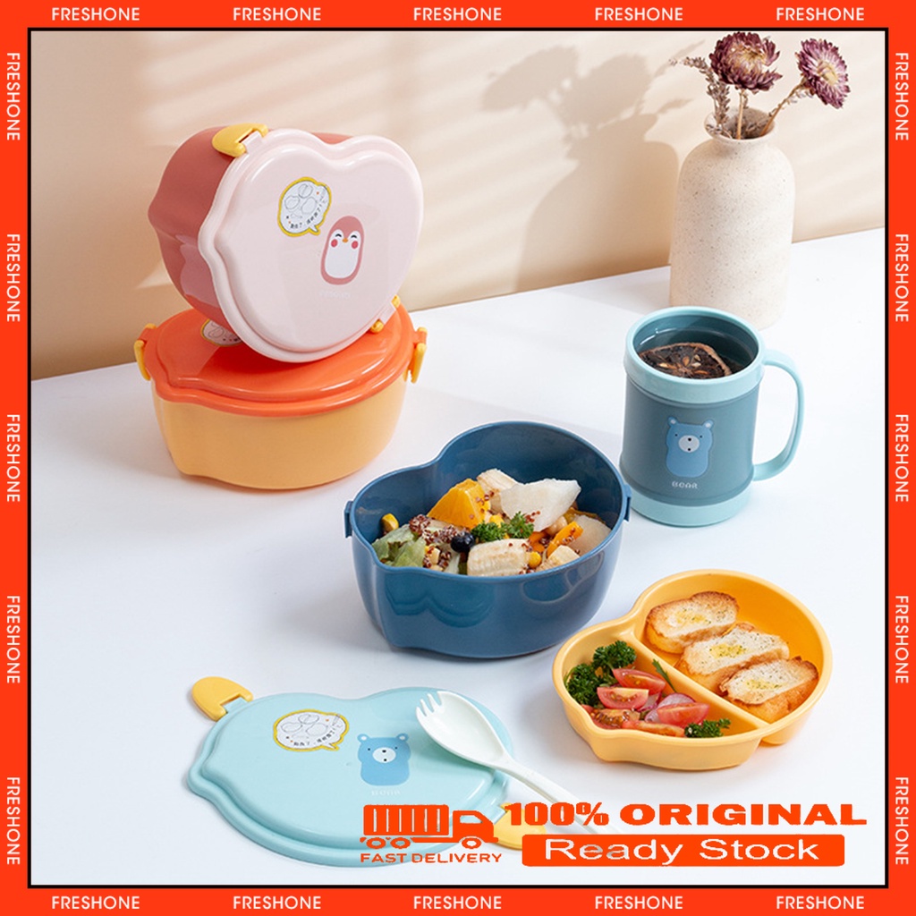 COD Bento Box with Spoon Double Layer Students Cartoon Pattern Students ...