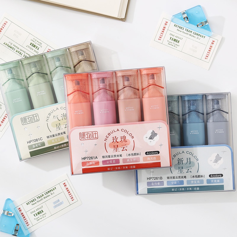 4 Pcs Boxed Fantasy Colorful Flashing Shiny Highlighters Student ...