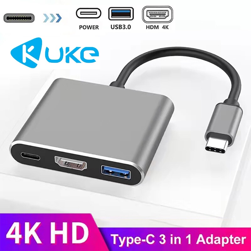 KUKE USB C to HDMI Adapter, Type c OTG 3 in 1 Hub, 4k HDMI & PD Fast ...