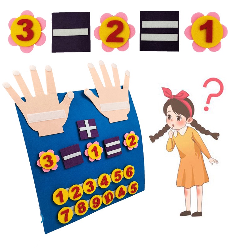Kid Early Montessori Toy Felt Finger Numbers Math Puzzle Kid Counting ...