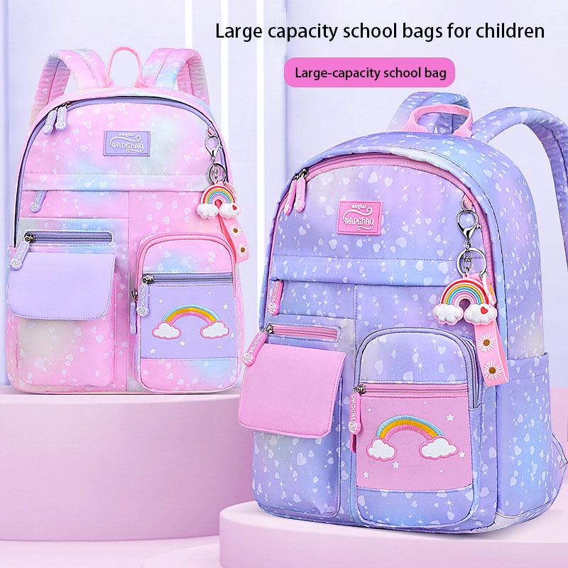 Multi-color Rainbow Starry Schoolgirl Backpack Durable | Shopee Philippines