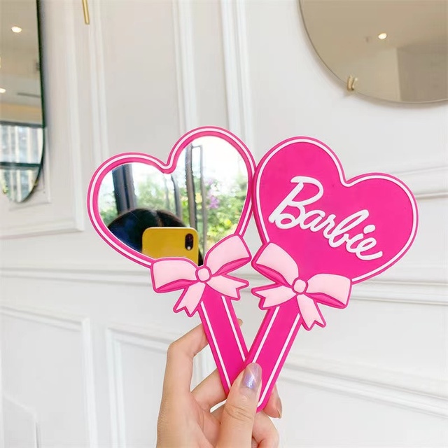 Barbie Makeup Mirror Anime Fashion Women Hand Held Shape Bow Tie ...