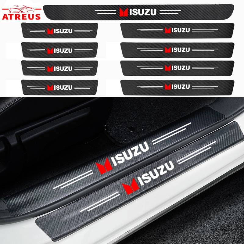 ISUZU Car Door Sill Sticker Carbon Fiber Leather Protector Sticker Auto ...