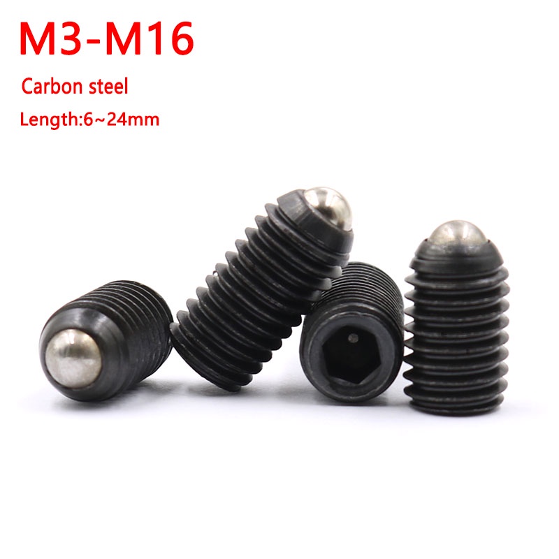 Black 12.9 Alloy Steel Hexagon Socket Spring Ball Plunger Flat Head ...