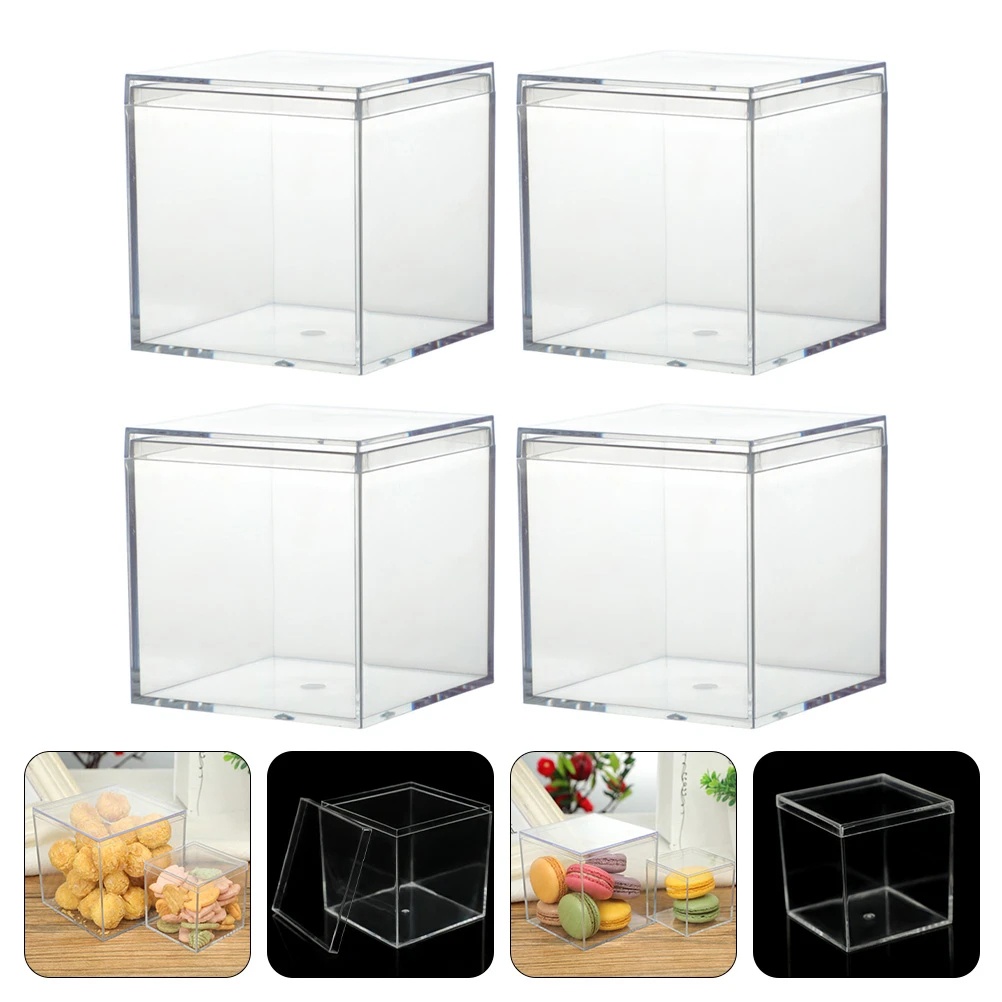 Clear Acrylic Plastic Square Cube Box/Candy Storage Container/Jewelry ...