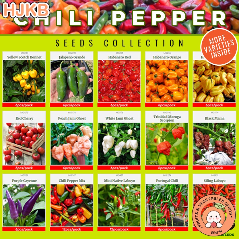Hot Pepper Seeds Collection - Chili Pepper Seeds - Habanero, Jalapeno ...