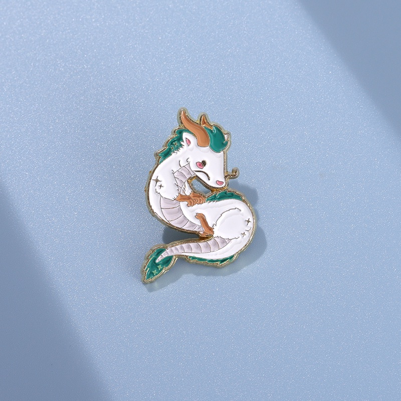 Anime Spirited Away Haku Enamel Pins White Dragon Lapel Brooches Hayao ...