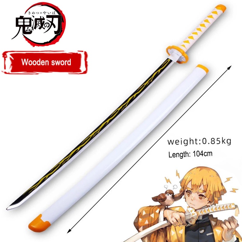 104cm Cosplay Katana Sword Weapon Sword Toy Agatsuma Zenitsu Wooden ...