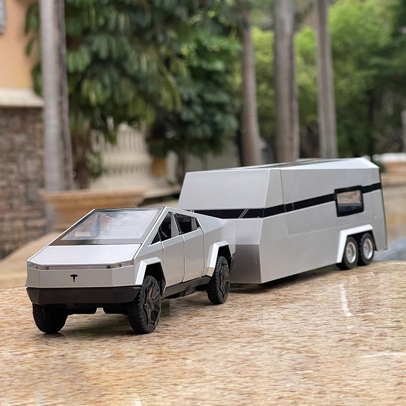 1:32 Tesla Cybertruck Trailer Car MPV VAN Alloy Diecasts & Toy Vehicles ...