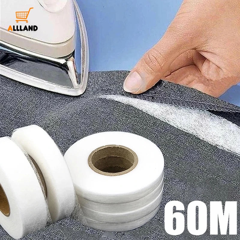 60 Meters/Roll Double-sided Non-woven Fabric/ Interlining Adhesive Fabric Cloth/ Iron on Hem ...