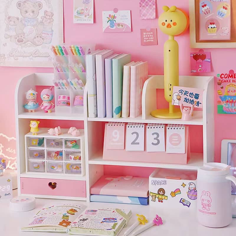 Multi-function Wooden Korean Desk Organizer for school supplies Table ...