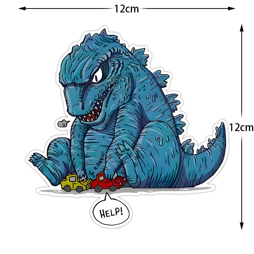 JDM Cartoon Godzilla Dinosaur Reflective Motorcycle Skateboard ...