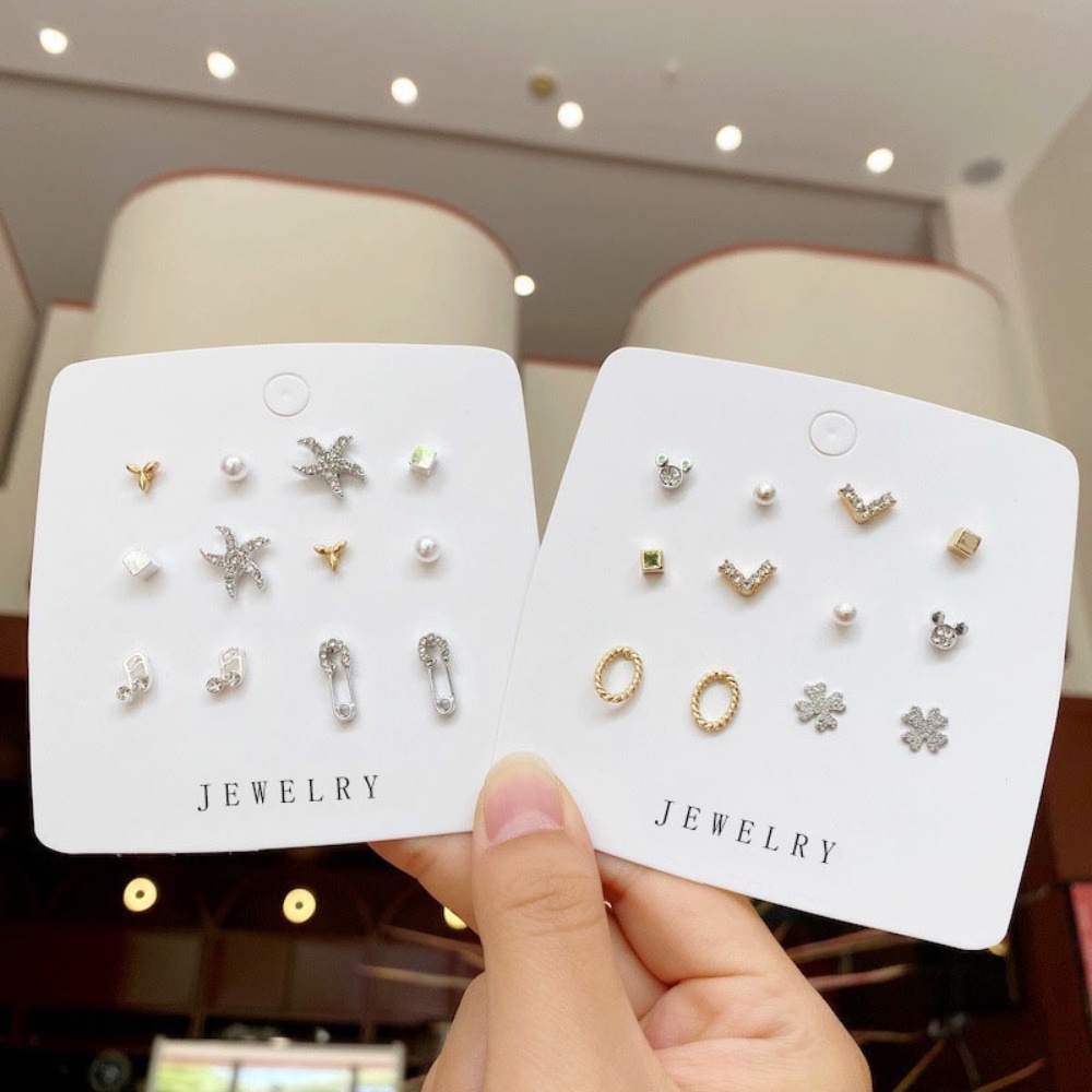 6pair Pearl Cute Hikaw Stud Earings for Women Set Piercing Earrings for ...