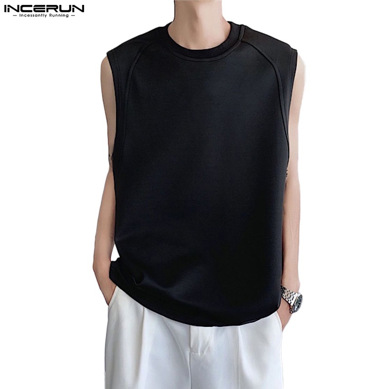 INCERUN Men's Fashion Casual Simple Round Neck Sleeveless Tank Top ...