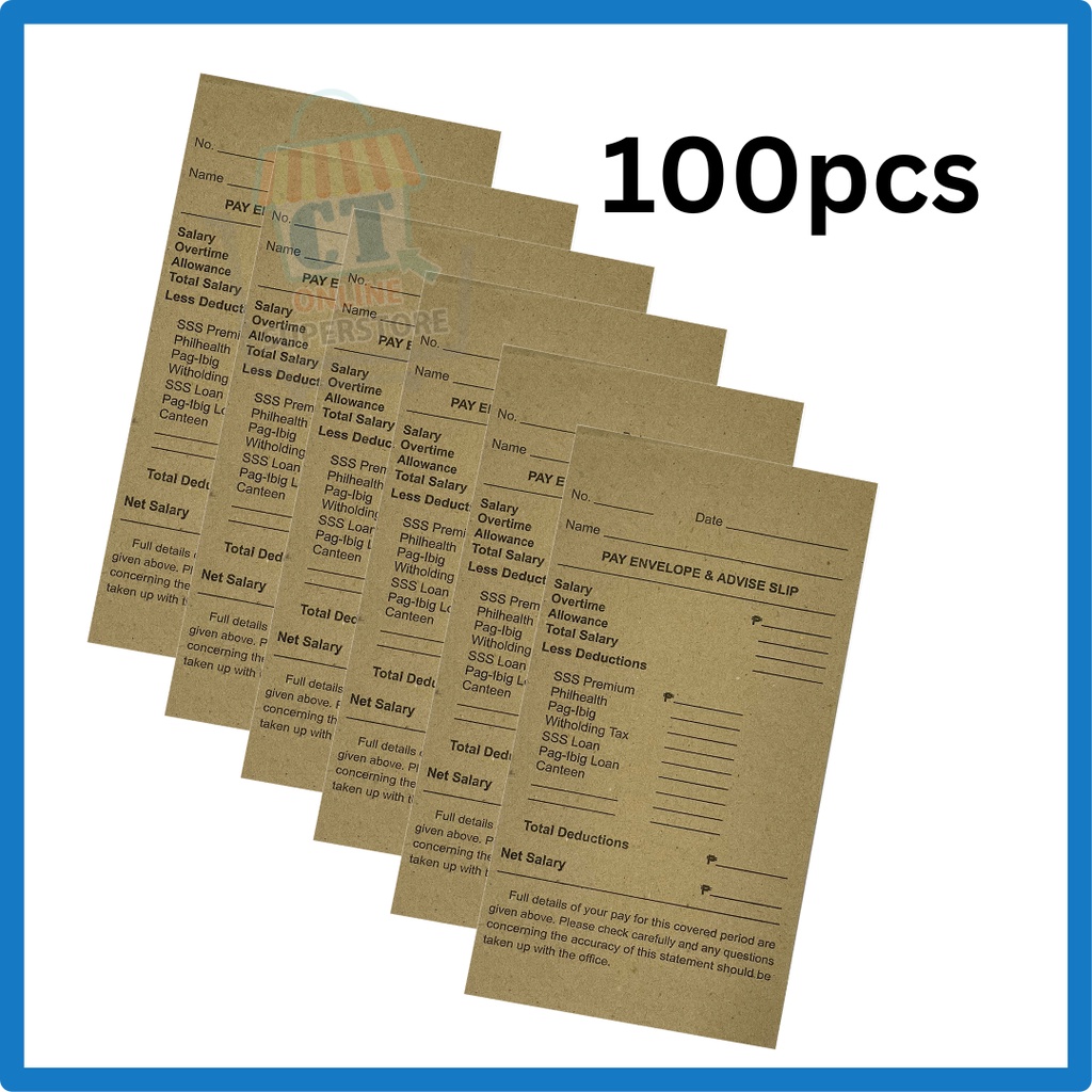 Pay Envelope with Printed Salary Details 100pcs | Shopee Philippines