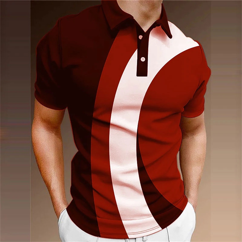 Men Summer Polo Shirt Colorful Coded Short Sleeved T Shirt Breathable