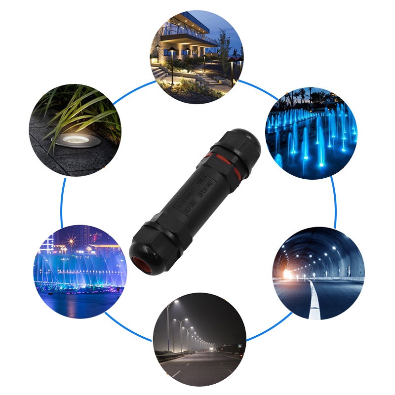 Outdoor LED lighting straight-through waterproof connector 3-core IP68 ...