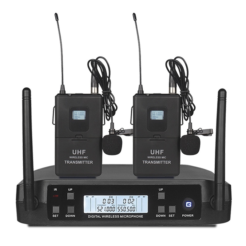 GLXD4 Dual Transmitter UHF Wireless Microphone with Handheld bodypack Lapel Headset Headworn Mic ...