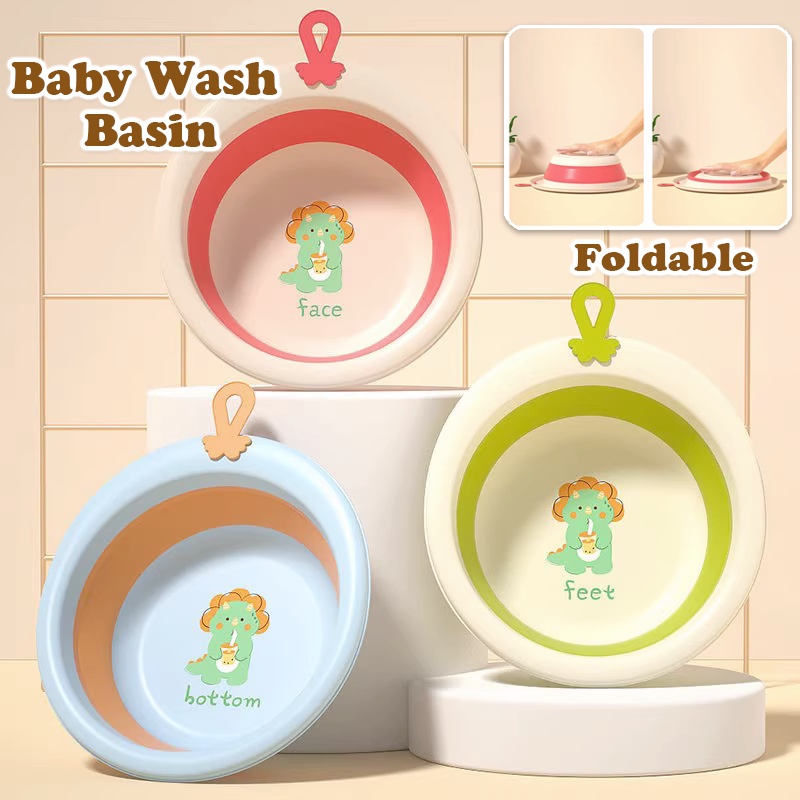 Foldable Baby Wash Basin Portable Cartoon Plastic Washbasin Baby Foot ...