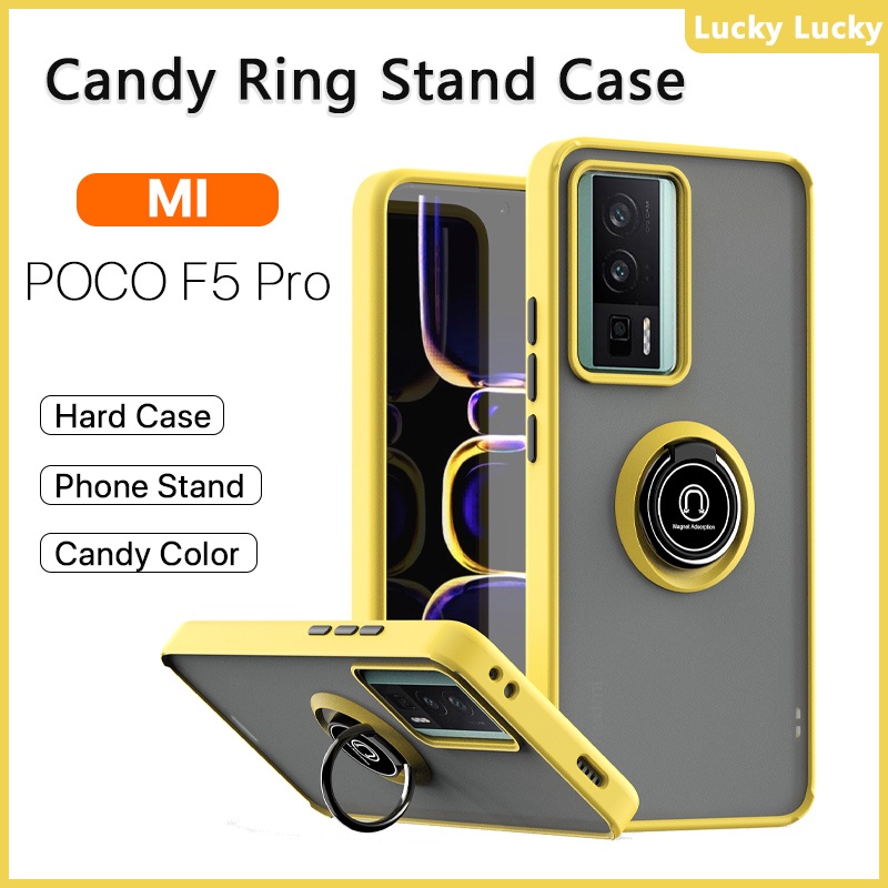 POCO F5 Pro Case POCO F5 F4 F3 Casing Hard Acrylic Ring Stand Casing ...