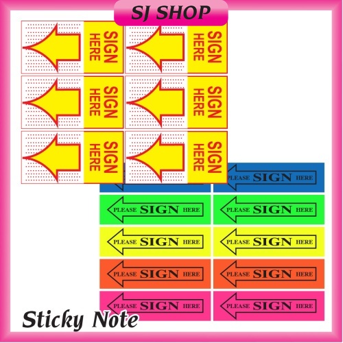 Sign Here Sticky Note Color PP Stick-It Note Index Sticker Sticky Note ...