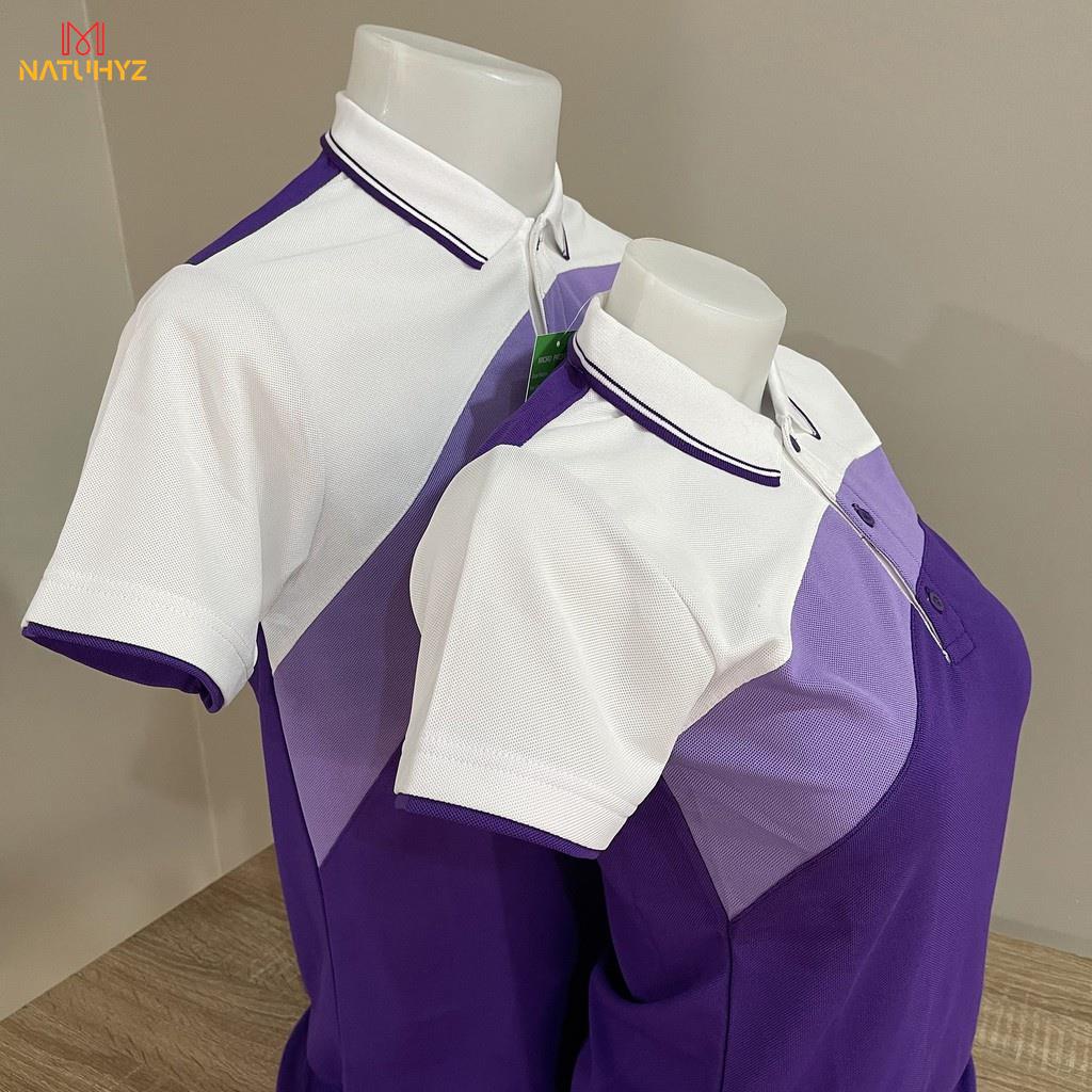 Purple oblique trim polo shirt and white back is purple. Soft Juti ...