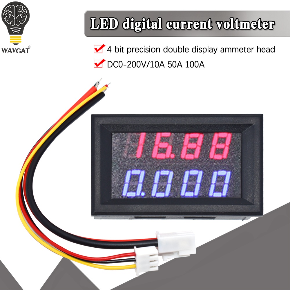 0.28 Inch Digital DC Voltmeter Ammeter 4 Bit 5 Wires DC 200V 10A Voltage Current Meter Power ...