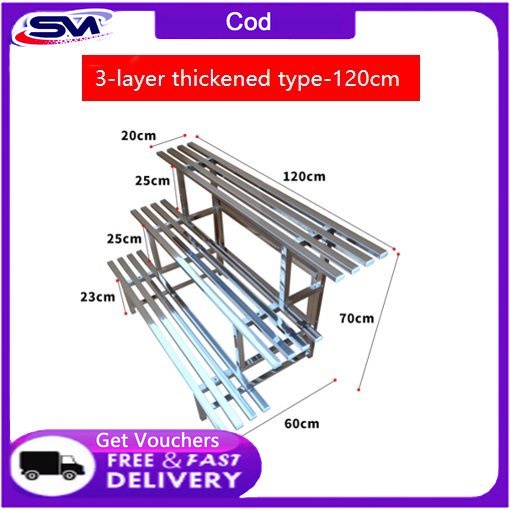 Stainless Steel Flower Stand 1-4 Layer Indoor/Outdoor Flower Pot Rack ...