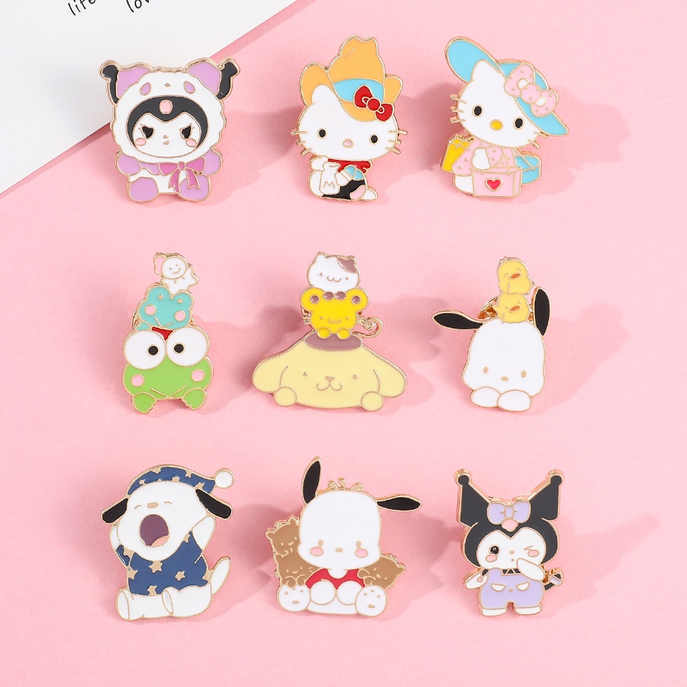 Cute Sanrio Enamel Pin Kawaii Rabbit Cat Brooch Kuromi Mymelody Pins ...
