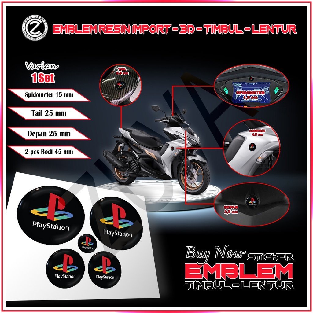 MOTORCYCLE STICKERS 1 SET PLAYSTATION LOGO MOTORCYCLE STICKER NMAX ...