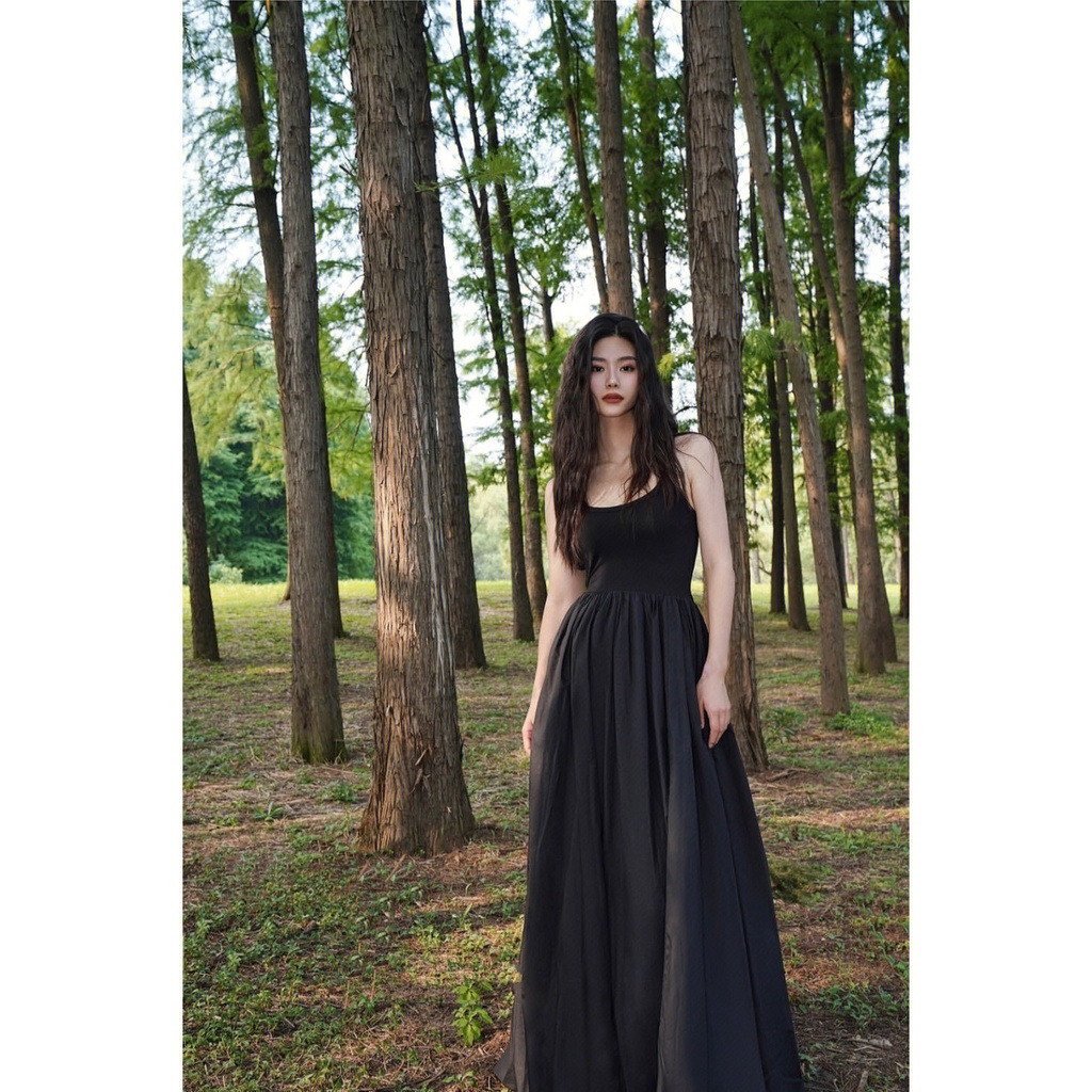 Suspended Dress Long Dress Black Banquet Dress Floor Sweeping Inner ...