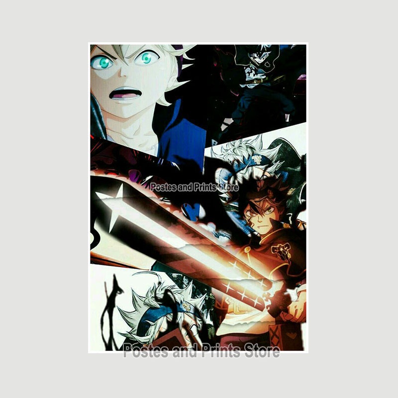 Home Wall Art Decor Fighting Anime White Paper Paintings Black Clover ...