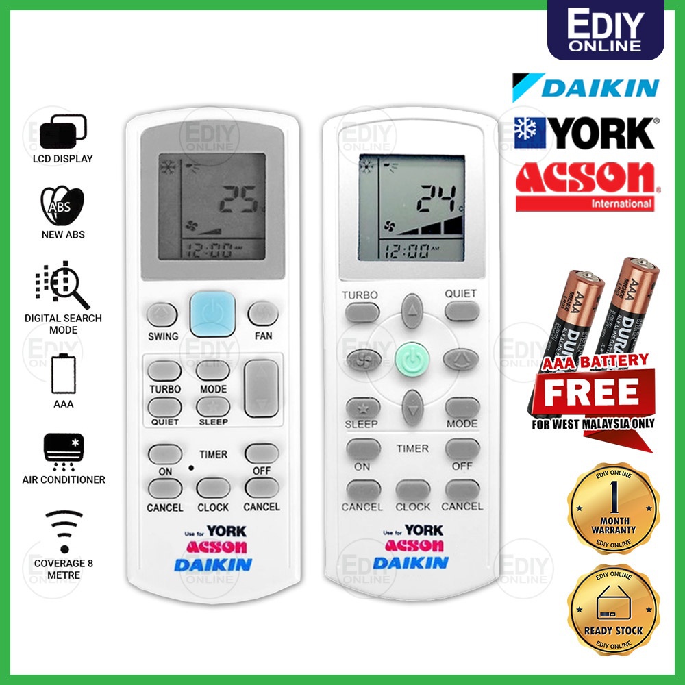 Daikin Replacement Air Cond York Air Conditioner Remote control DGS01 ...