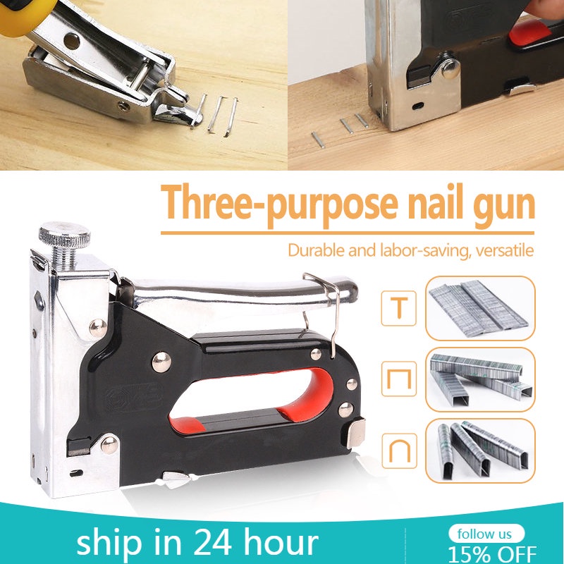 3In1 Gun Tacker Heavy Duty Nail Staple Metal Stapler Gun with 3000pcs ...
