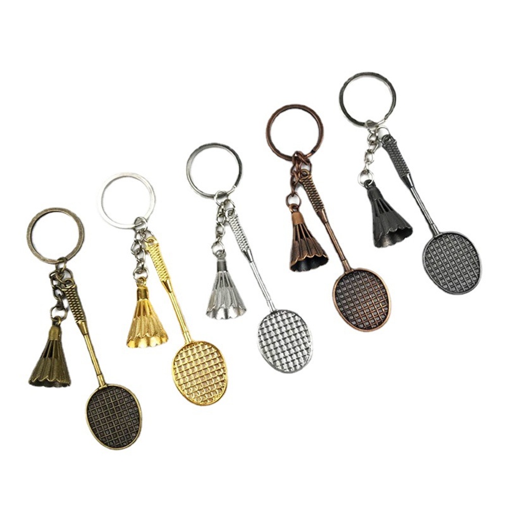 Metal Badminton Racket Keychains Vintage Mini Sports Keyring for Women ...