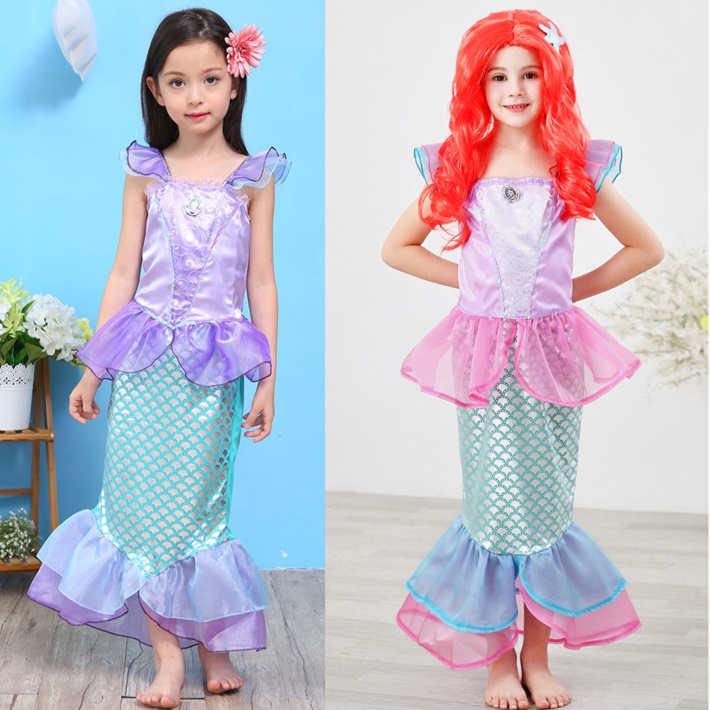 Girls Little Mermaid Ariel Princess Dress Evening Party Dress Ball Gown ...